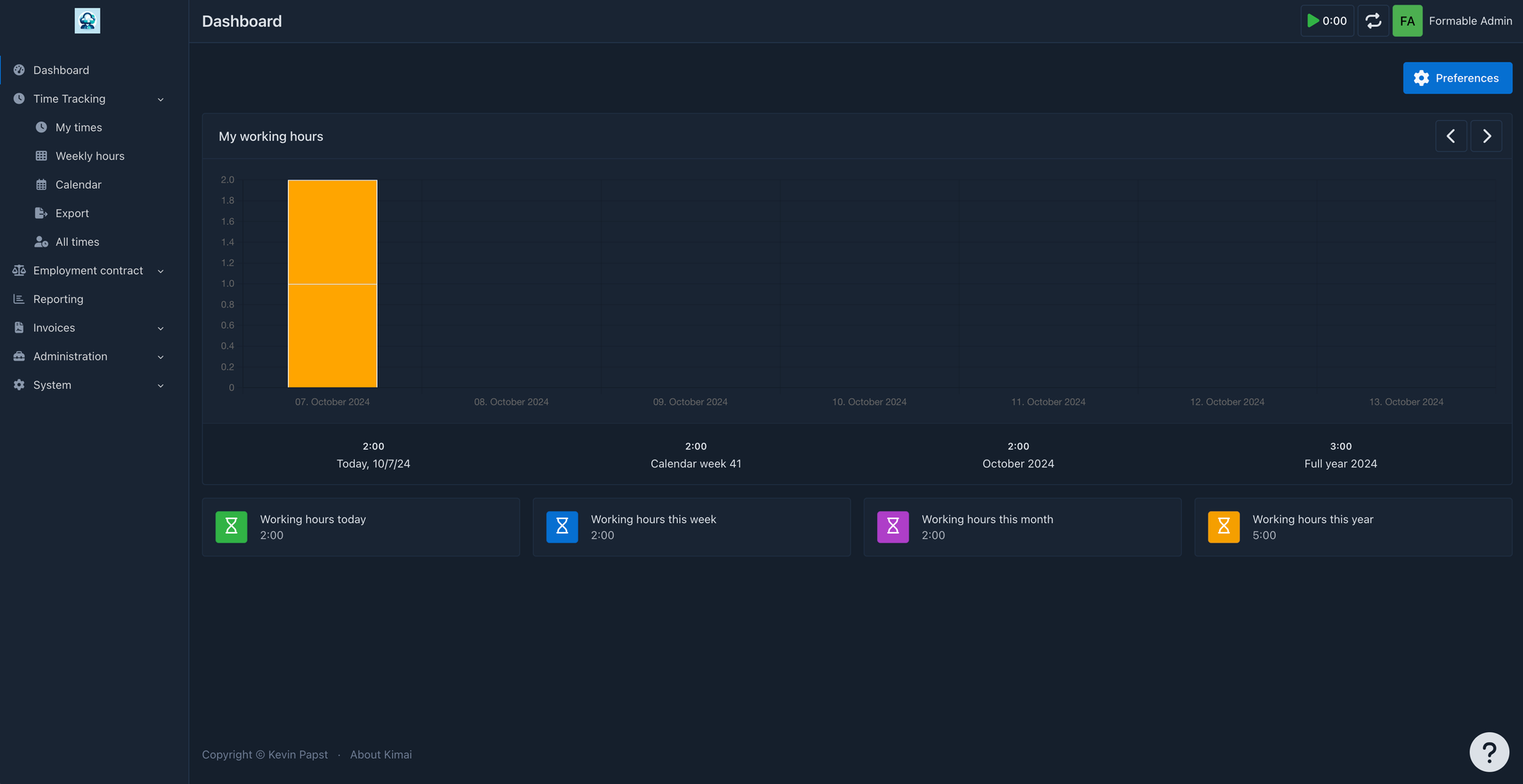 Kimai For Self Hosted Time Tracking
